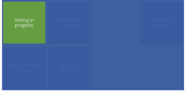 Application Status Tile – Unipass Identity