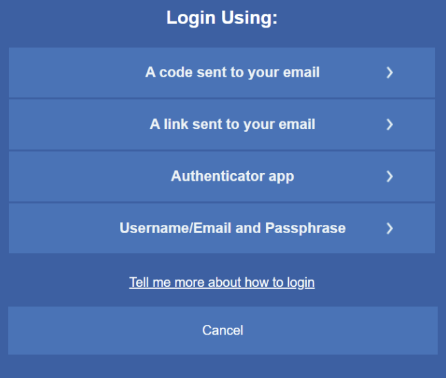 Logging in using username/email and passphrase – Unipass Identity