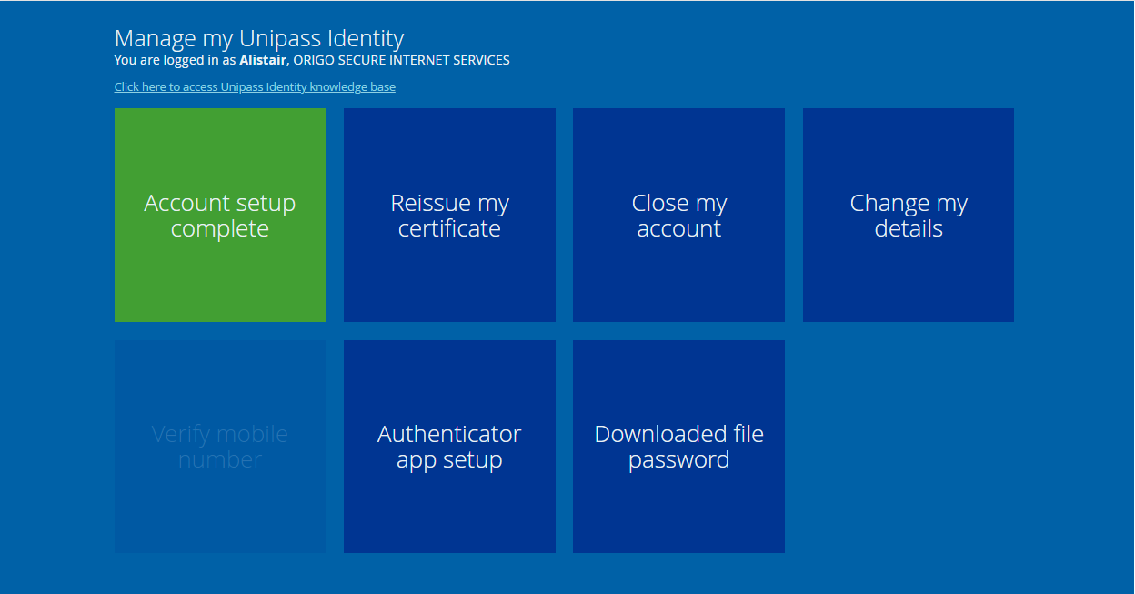 Authenticator app setup – Unipass Identity