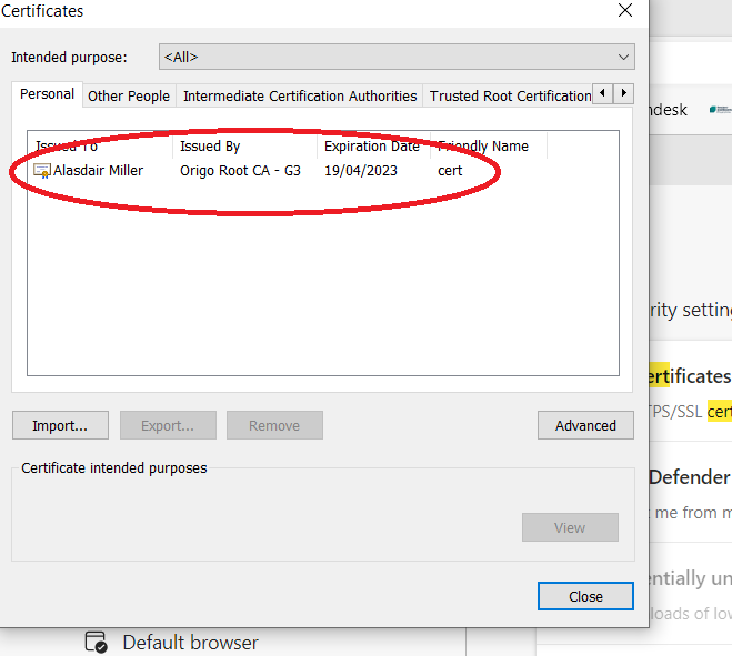 How to find your Unipass certificate in Microsoft Edge – Unipass Identity